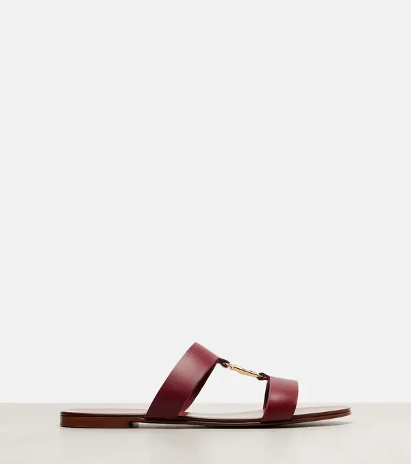 Dolce & Gabbana Leather Slides - Gold