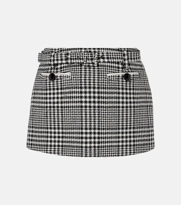 SELF-PORTRAIT Belted Houndstooth Skort