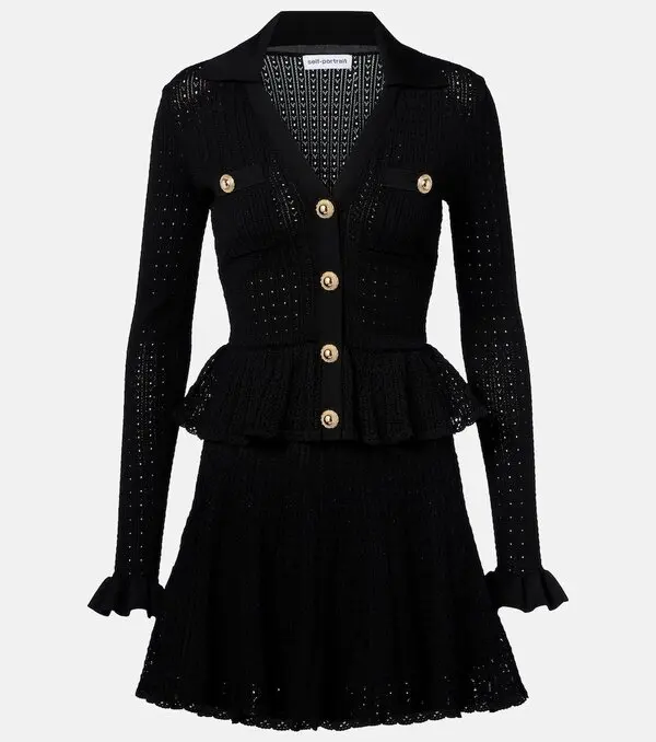 SELF-PORTRAIT Peplum Mini Dress - Black