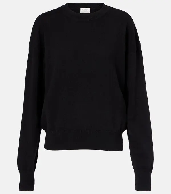 Saint Laurent Ribbed Cashmere Crewneck Sweater - Black