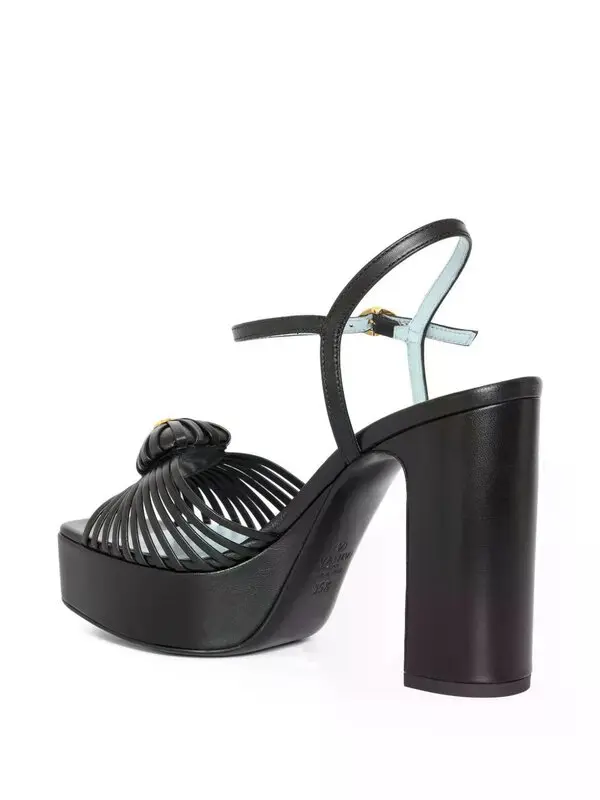 Valentino Garavani Coeur Royal Leather Sandals - Black