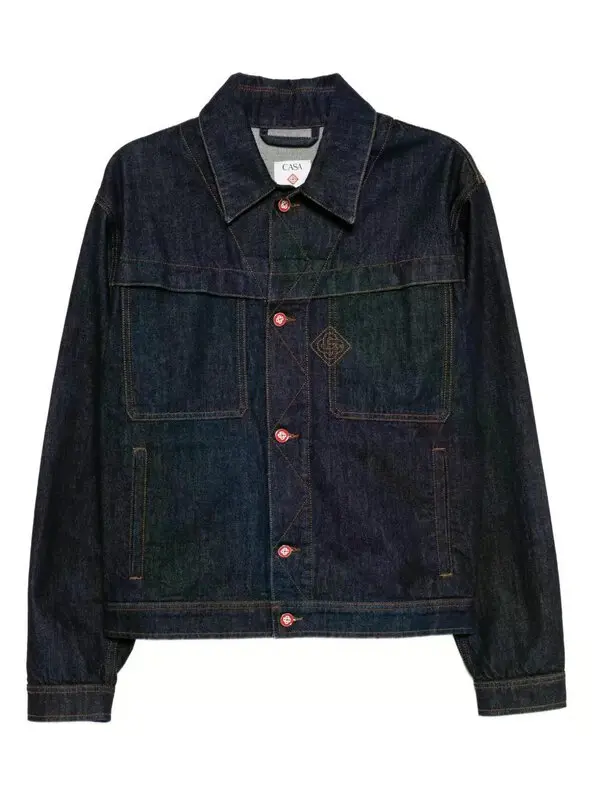 Casablanca Embroidered Logo Denim Jacket - Blue