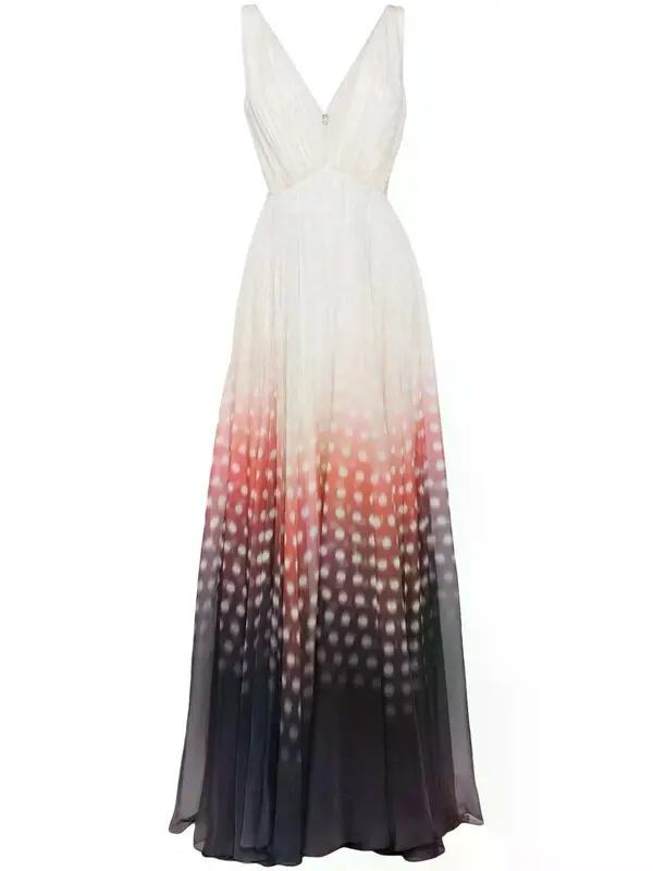 SAIID KOBEISY Polka Dot Print Full-skirt Gown - Neutrals