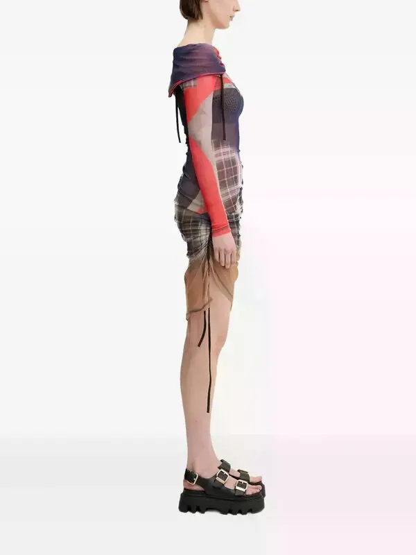 Ottolinger Mesh Panelled Asymmetrical Dress - Blue