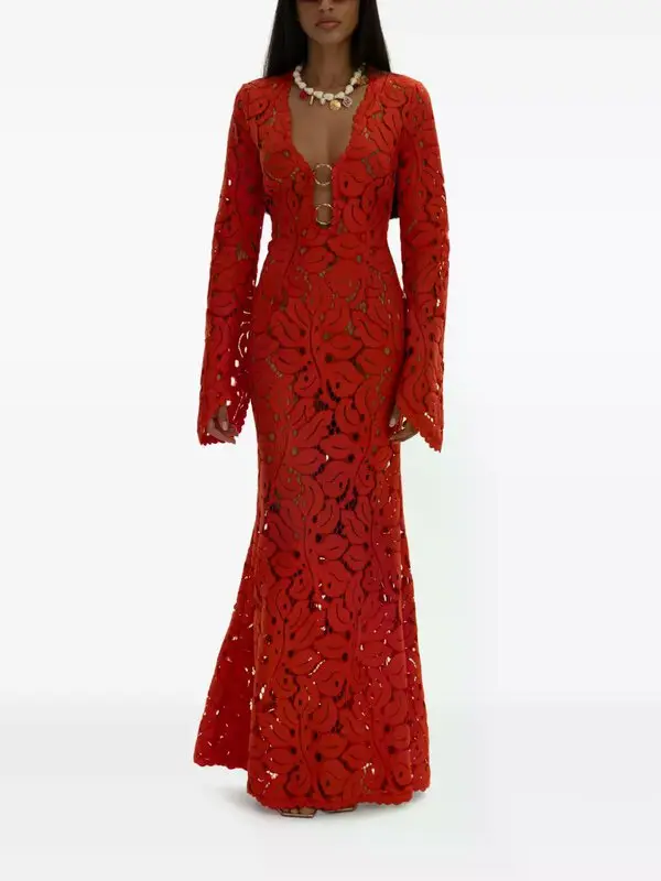 MOOS STUDIO Flame Bloom Lace Maxi Dress