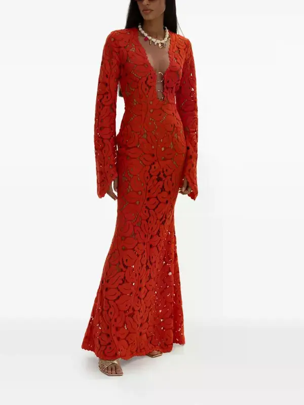 MOOS STUDIO Flame Bloom Lace Maxi Dress