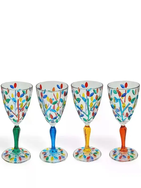 LES-OTTOMANS Floral Crystal Glasses - Multicolour