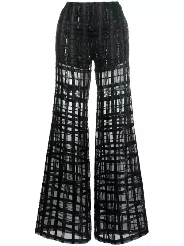 Alberta Ferretti Transparent Palazzo Trousers - Black
