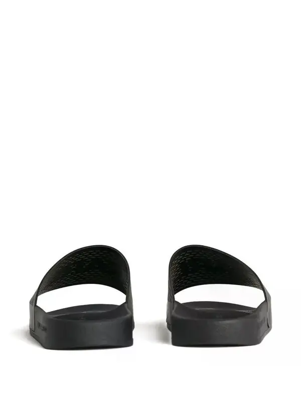 Karl Lagerfeld Leather Perforated Slides - Black