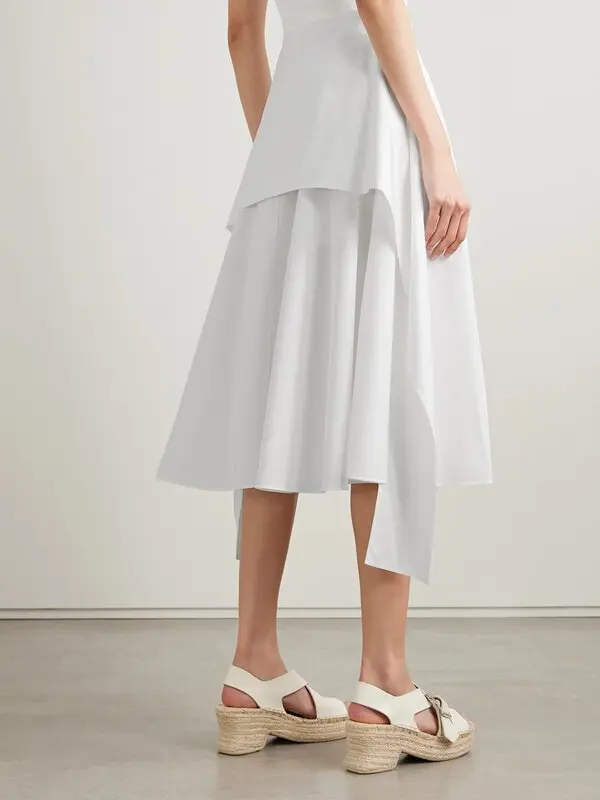 Loewe Layered Cotton-poplin Midi Skirt