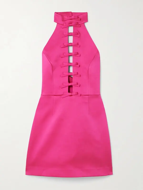 Rebecca Vallance Saskia Bow-embellished Cutout Satin Mini Dress - Pink