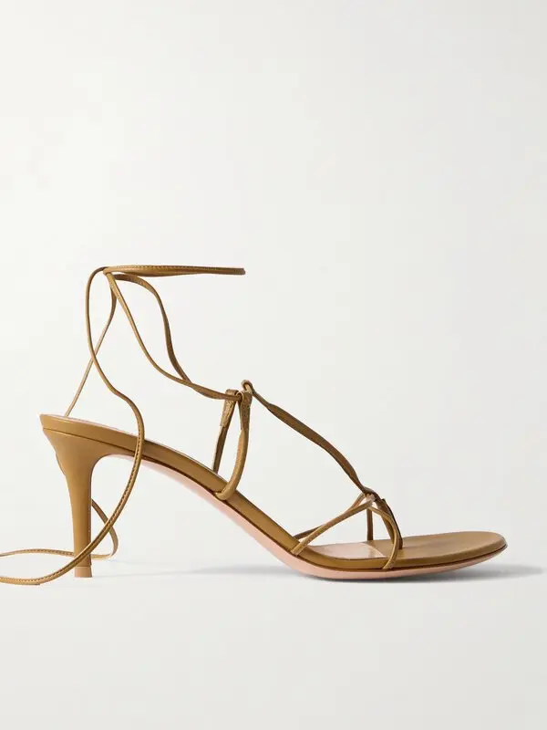 GIANVITO ROSSI Leather Lace-up Sandals - Brown