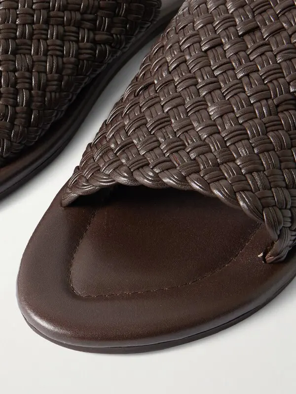 ST. AGNI Woven Leather Flat Sandals