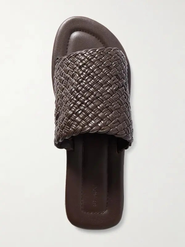 ST. AGNI Woven Leather Flat Sandals