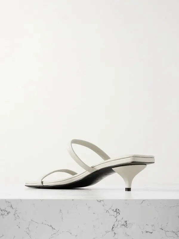 ST. AGNI Leather Kitten Heel Sandals - Neutrals