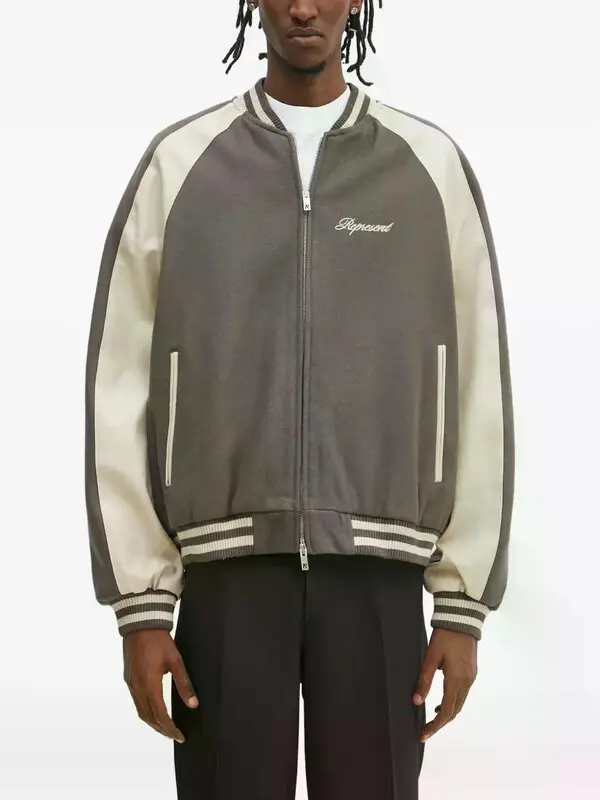 REPRESENT Varsity Jacket With Contrasting Panelling And Embroidered Logo