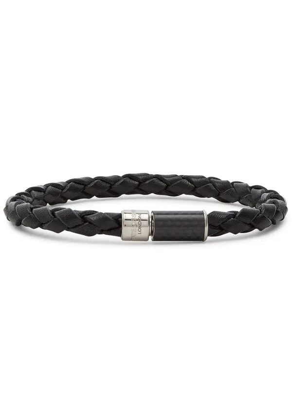 Tateossian Braided Leather Bracelet - Black