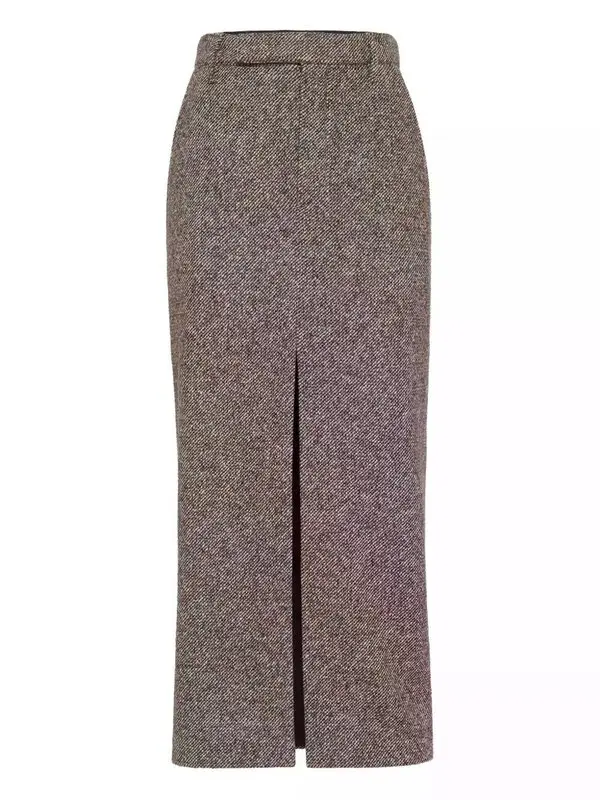 Brunello Cucinelli Maxi Skirt With Front Slit - Brown
