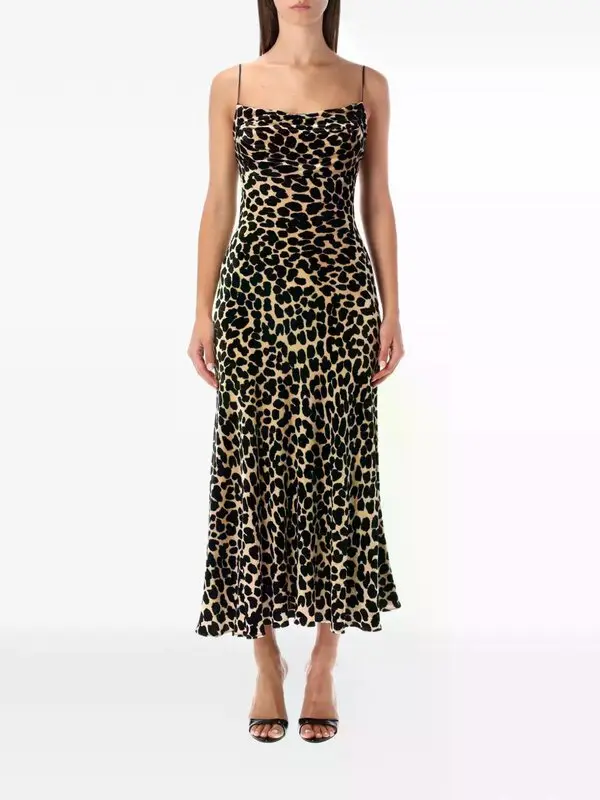 Balmain Midi Leopard-print Velvet Dress - Neutrals