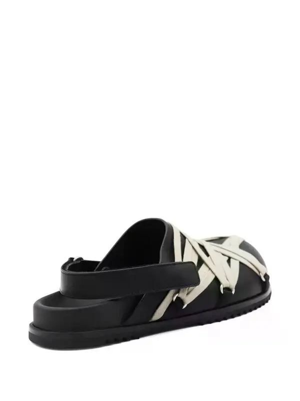 Rick Owens Leather Criss-cross Strap Loafers - Black