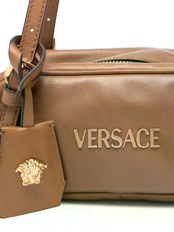 Versace Logo-plaque Top-handle Bag - Brown