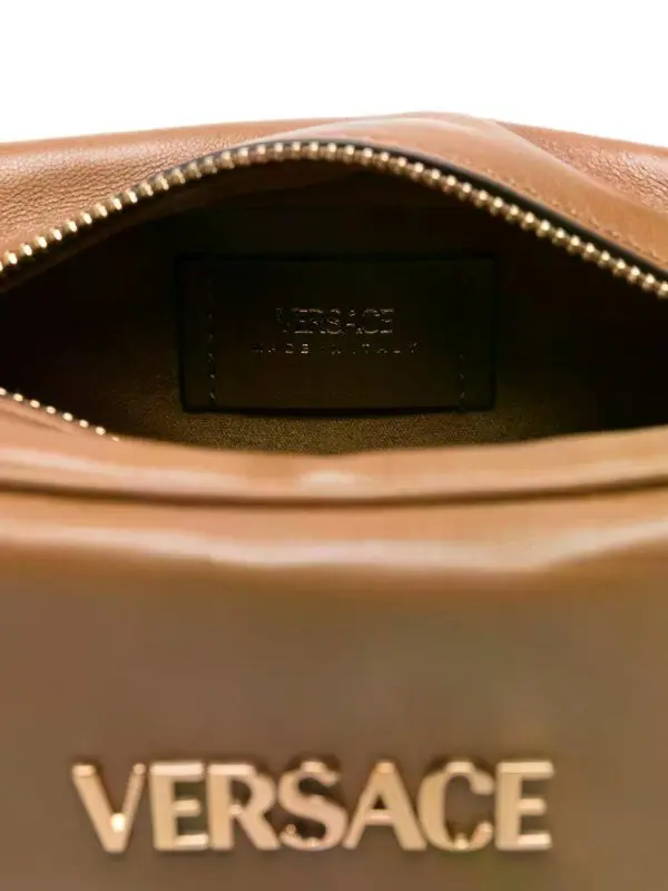 Versace Logo-plaque Top-handle Bag - Brown