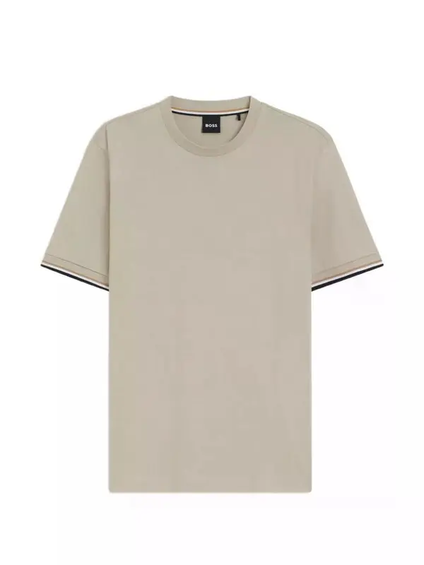 BOSS Cotton-jersey T-shirt With Signature-stripe Cuffs