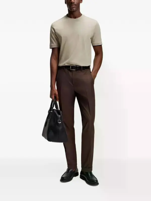 BOSS Cotton-jersey T-shirt With Signature-stripe Cuffs
