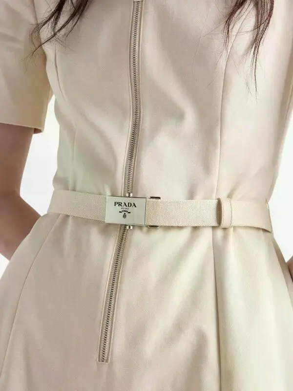 Prada Zip-front Flared Dress - Neutrals