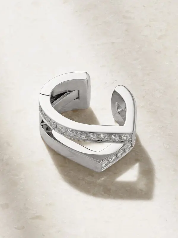REPOSSI 18 Karat White Gold Diamond Ear Cuff - Silver