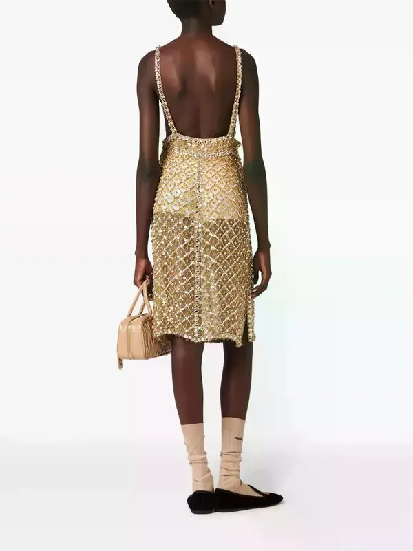 Miu Miu Embellished Organza Midi Dress