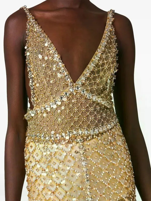 Miu Miu Embellished Organza Midi Dress