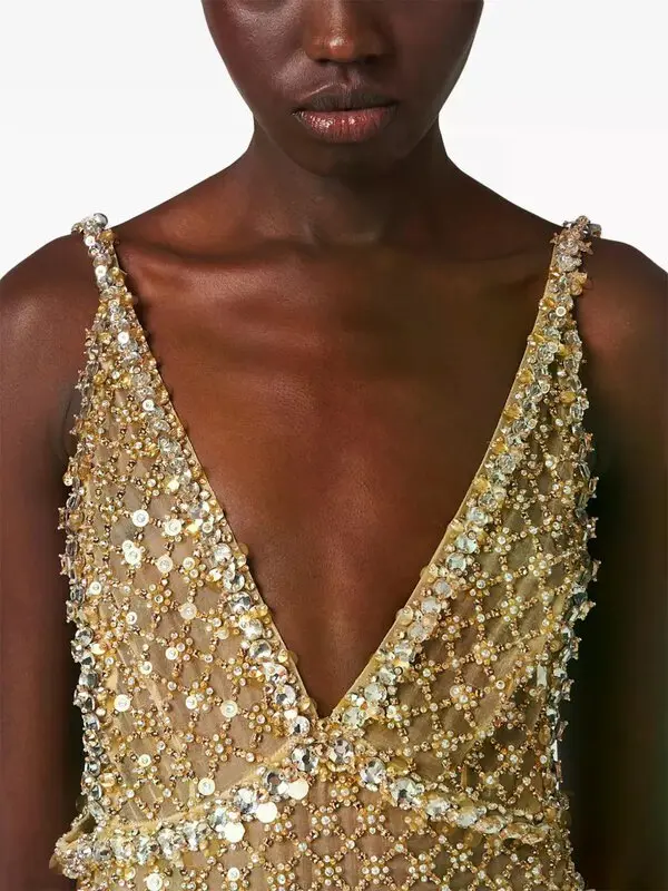 Miu Miu Embellished Organza Midi Dress