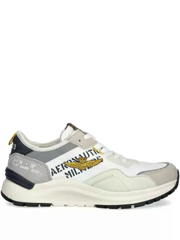 AERONAUTICA MILITARE Embroidered Logo Lace-up Sneakers - Neutrals