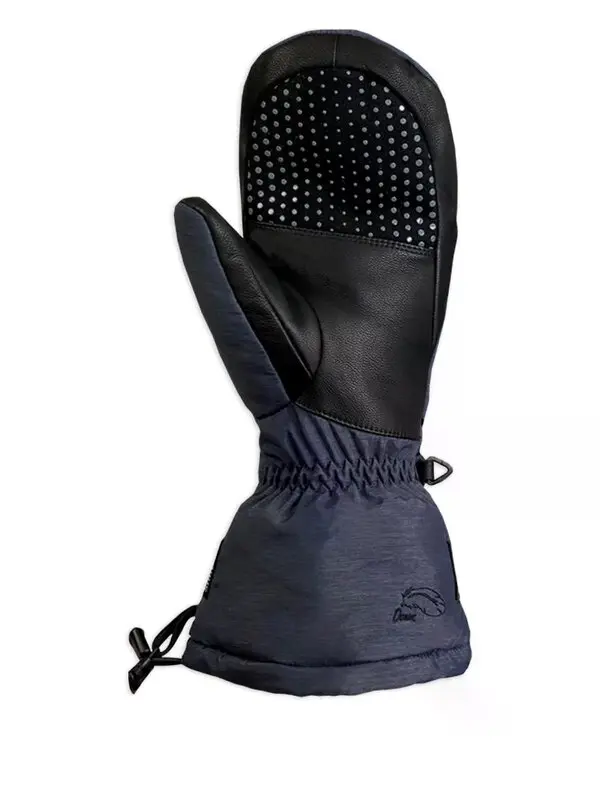 SNOWLIFE Embellished Mitten Gloves With Leather Palm And Drawstring Cuff