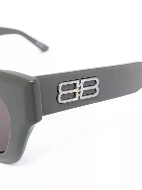 Balenciaga Logo-plaque Square-frame Sunglasses - Grey