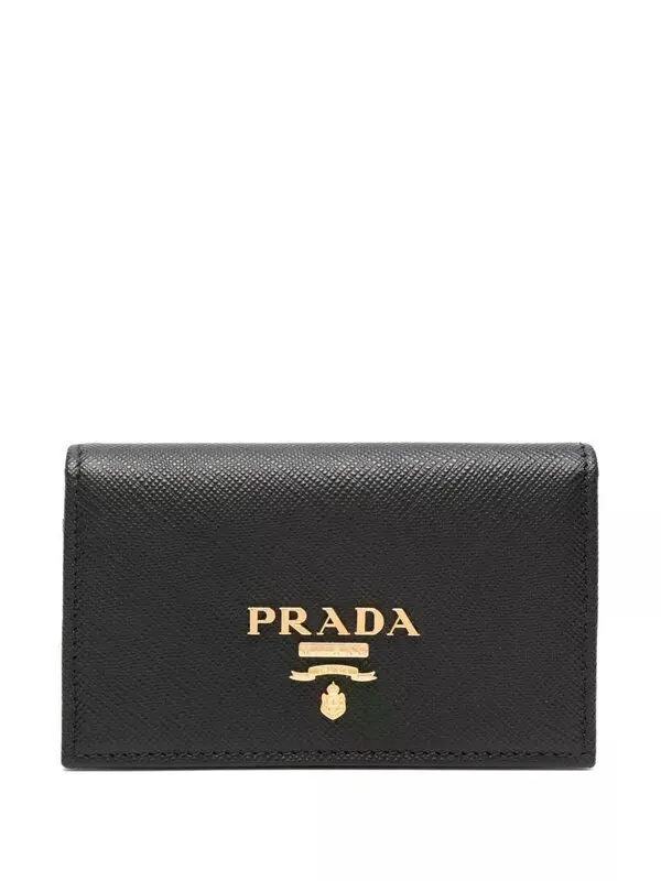 Prada Logo-plaque Foldover Cardholder - Black