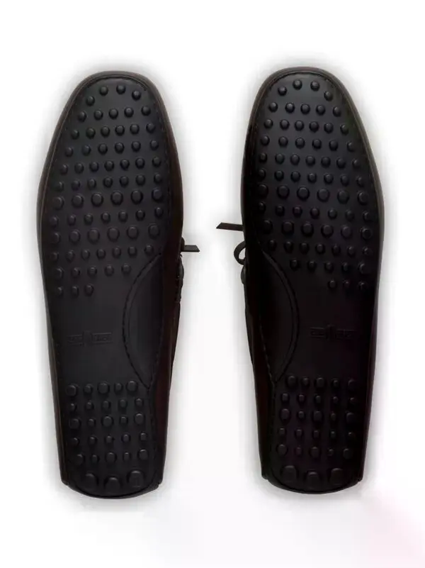 Car Shoe Bow Detail Calf Leather Driving Shoes