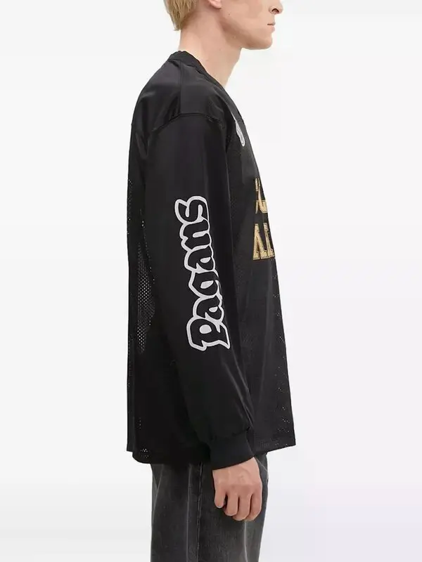 Aries Mesh Panelled Long Sleeve Jersey With Gold-tone Lettering
