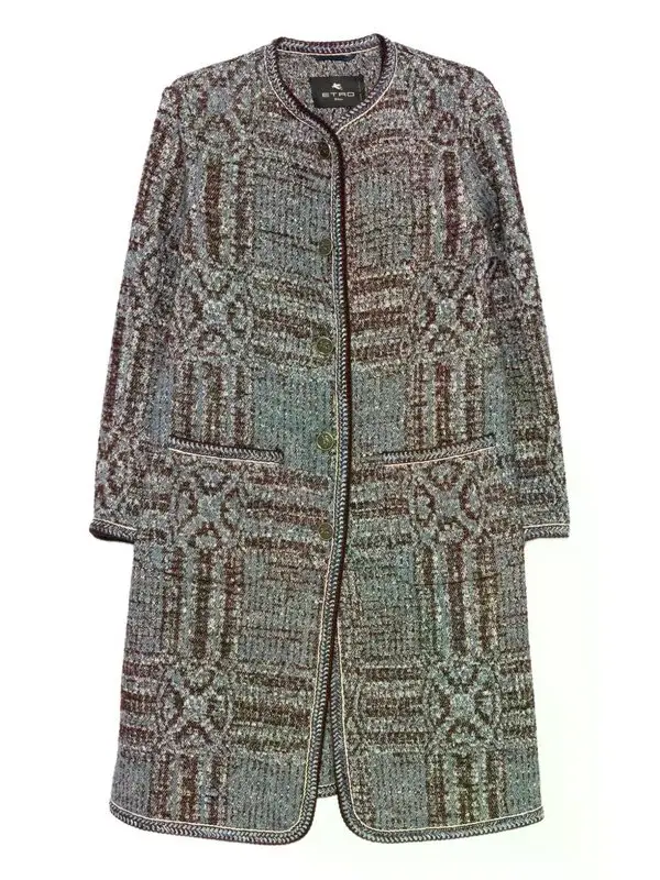 Etro Bouclé Jacquard Coat - Grey