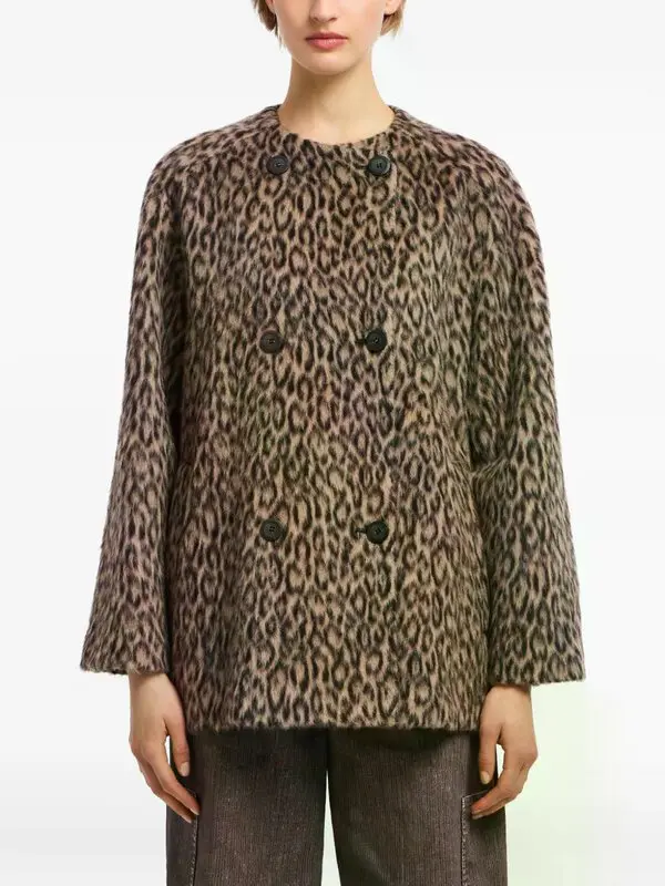 Emporio Armani Double-breasted Leopard Print Coat