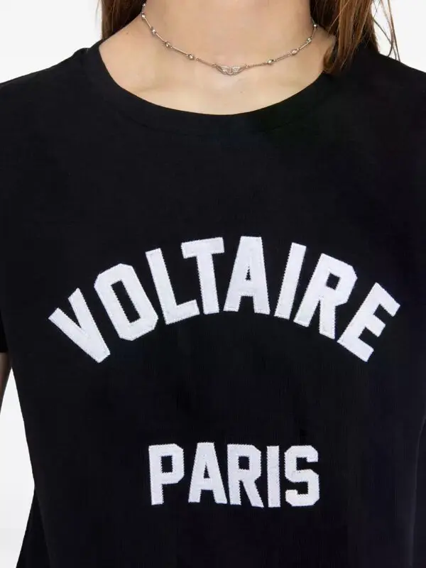 Zadig&Voltaire Alys Cotton T-shirt With Voltaire Paris Inscription - Black