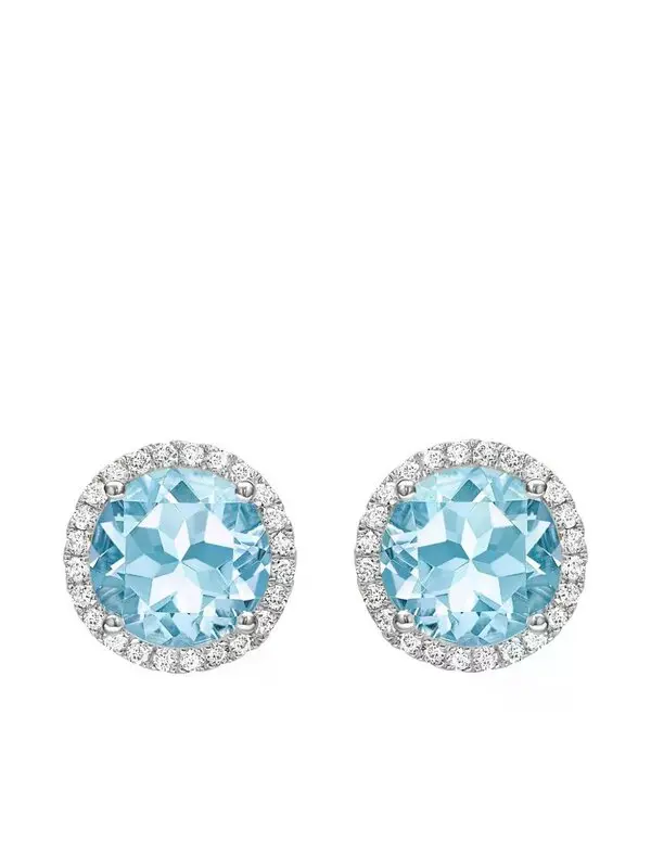 Kiki Mcdonough 18kt White Gold Blue Topaz And Diamond Stud Earrings
