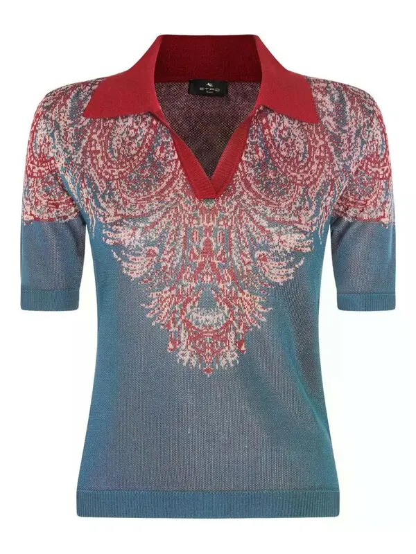 Etro Paisley Print Polo Shirt - Blue