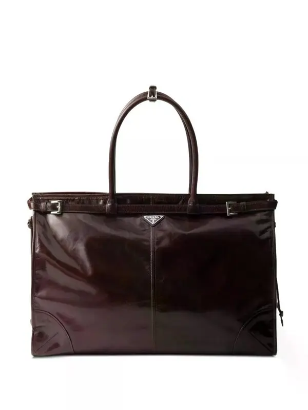 Prada Bonnie Leather Tote Bag - Brown