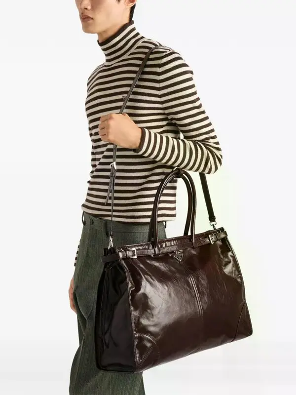 Prada Bonnie Leather Tote Bag - Brown