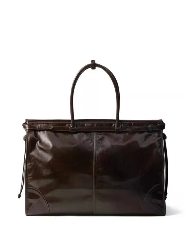 Prada Bonnie Leather Tote Bag - Brown