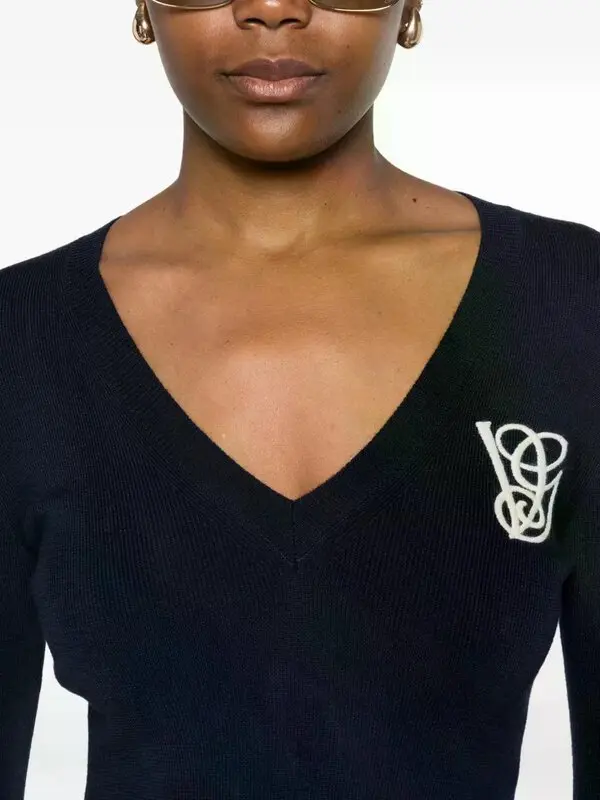 Valentino Garavani V-neck Wool Sweater With Ruffled Cuffs