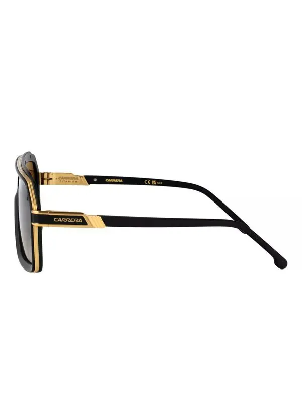 Carrera Eyewear Black Acetate Rectangle Frame Sunglasses With Gold Tone Detailing