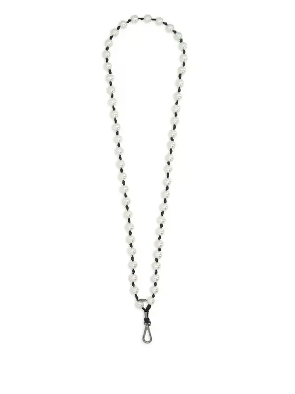 MAISON MICHEL Pearl Embellished Chain - White